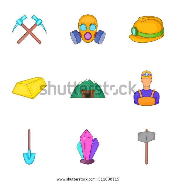 Colliery Icons Set Cartoon Illustration 9 Stock Vector (Royalty Free ...