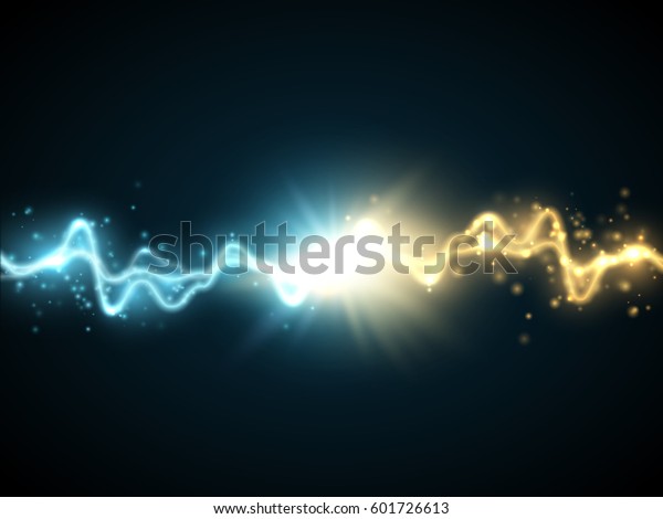 Collision Two Forces Gold Blue Light Stock Vector (Royalty Free ...