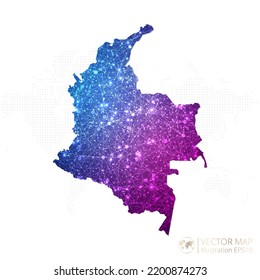 Colombia Map Geometric Wireframe Blue Purple Stock Vector (Royalty Free ...