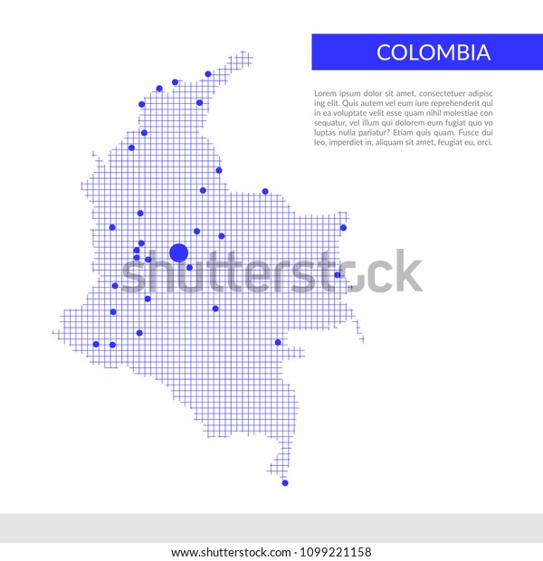 Colombia Map Infographics Background Blue Grid Stock Vector (Royalty ...