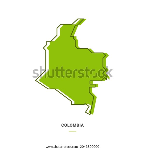 Colombia Outline Map Green Colour Modern Stock Vector (Royalty Free ...