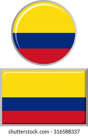 Colombian Round Square Icon Flag Vector Stock Vector (Royalty Free ...