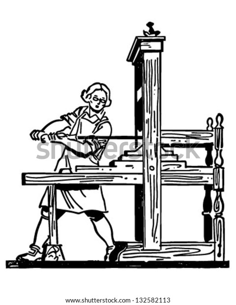 Colonial Printing Press Retro Clip Art 库存矢量图（免版税）132582113 | Shutterstock