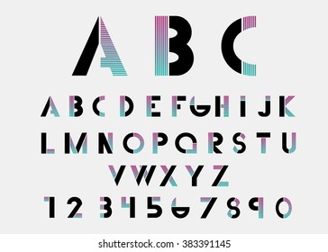 Black Alphabetic Fonts Numbers Color Lines Stock Vector (Royalty Free ...