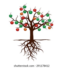 Apple Tree Roots Underground Vector Illustration Stock Vector (Royalty ...