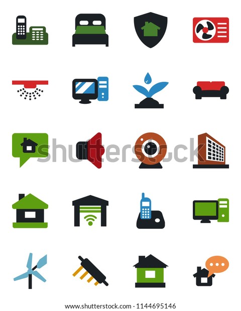 Color Black Flat Icon Set Office Stock Vector (Royalty Free) 1144695146 ...