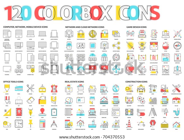 Color Box Icons Llustrations Icons Backgrounds Stock Vector (Royalty ...