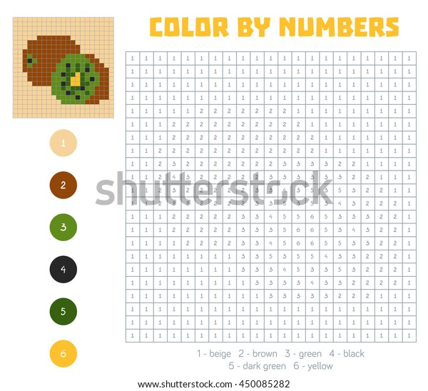 Color by number, education game for children. Fruits and vegetables ...