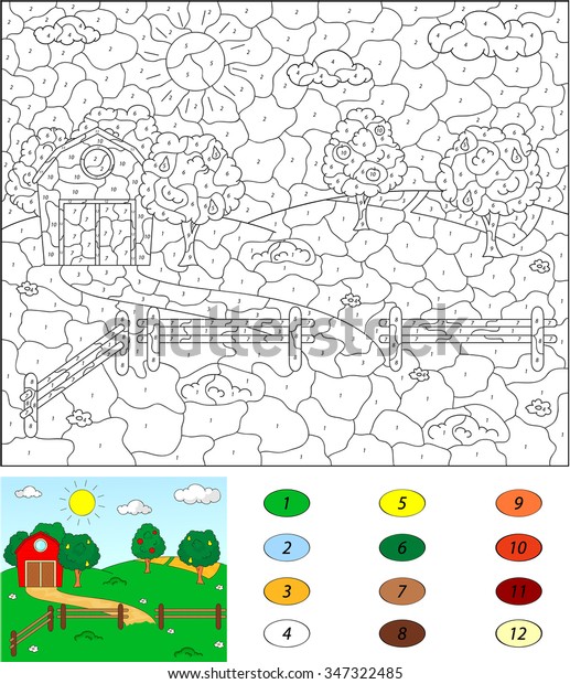 Color By Number Educational Game Kids Stock Vector (Royalty Free ...