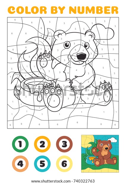 Color By Number Educational Game Kids Stock Vector (Royalty Free ...