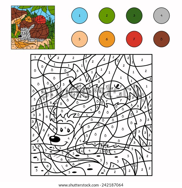Color By Number Hedgehog Stock Vector (Royalty Free) 242187064 ...