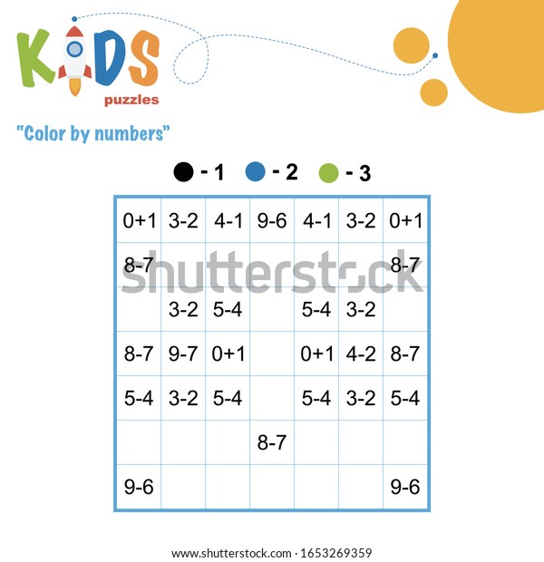 Color By Numbers Mathematical Pixel Puzzle Stock Vector (Royalty Free ...