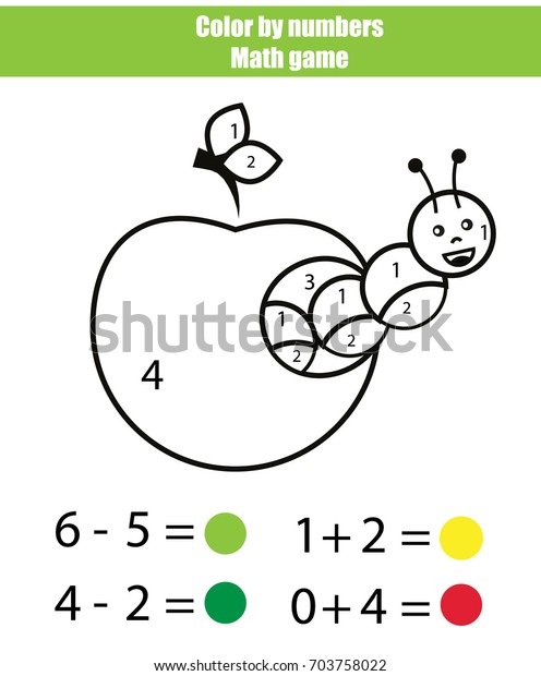Color By Numbers Mathematics Game Coloring Stock Vector (Royalty Free ...