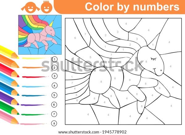 Color by numbers. Unicorn. Coloring puzzle with numbers for kids ...