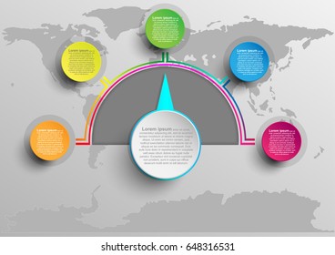 Color Circle Infographic Scale World Map Stock Vector (Royalty Free ...