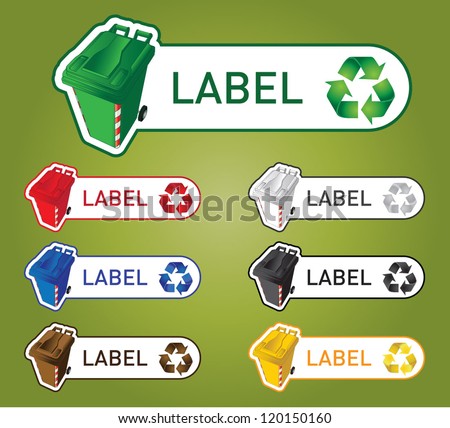 Color Coded Recycle Bins Labels Signs Stock Vector (Royalty Free ...