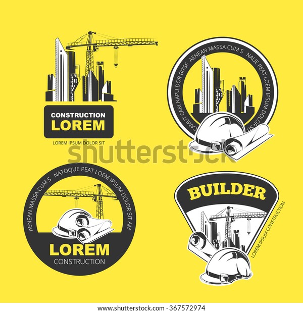 Color Construction Company Logo Labels Badges Stock Vector (Royalty ...
