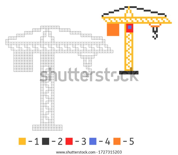 Color Crane Pixel Art Educational Coloring Stock Vector (Royalty Free ...