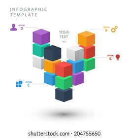 Infographic Template Arrow Shape Building Blocks Stock Vector (Royalty ...