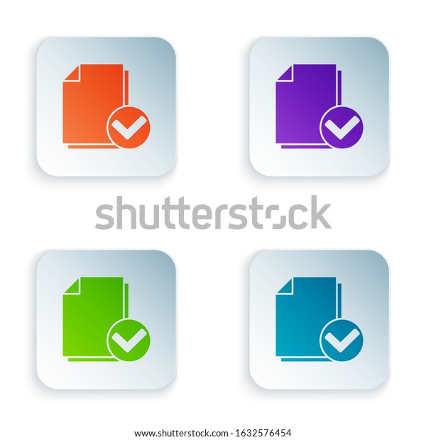 Color Document Check Mark Icon Isolated Stock Vector (Royalty Free ...