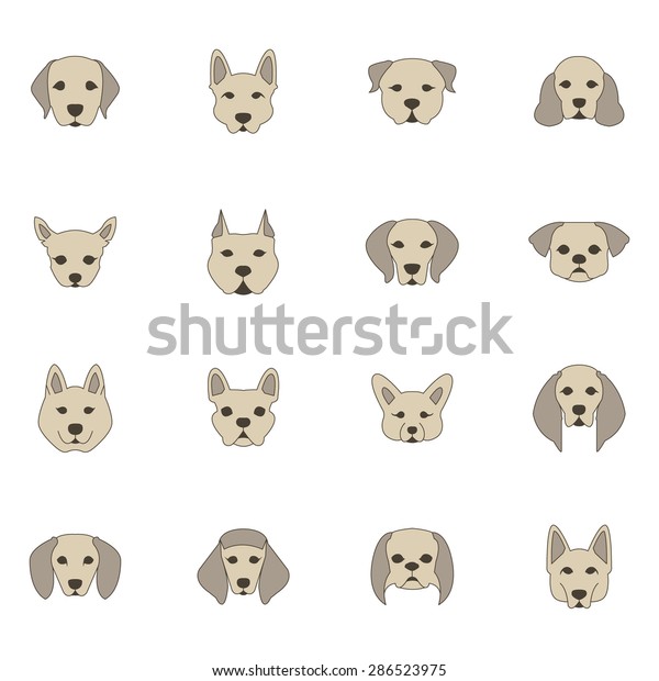 Color Dog Breed Icon Set Stock Vector (Royalty Free) 286523975 ...