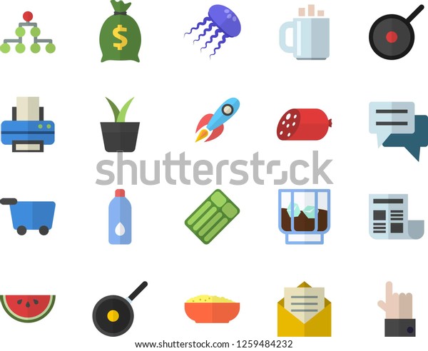 Color Flat Icon Set Teflon Flat Stock Vector (Royalty Free) 1259484232