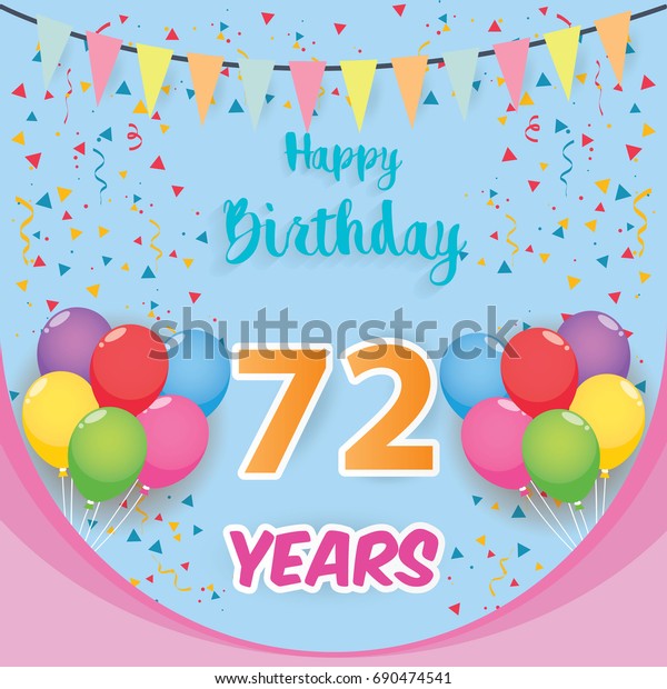 Color Full 72 Nd Birthday Celebration Stock Vector (Royalty Free) 690474541