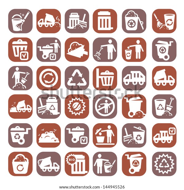 Color Garbage Cleaning Icons Set Created Stock Vector (Royalty Free ...