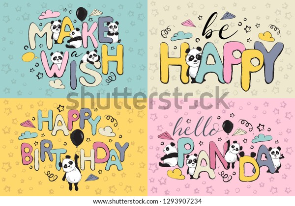 Color Greeting Card Set Design Cute Stock Vector (Royalty Free ...