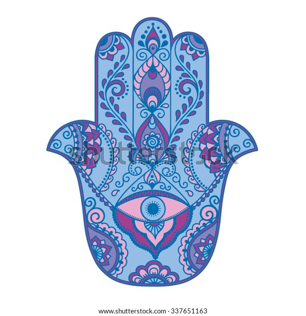 Color Hamsa Hand Drawn Symbol Decorative Stock Vector (Royalty Free ...