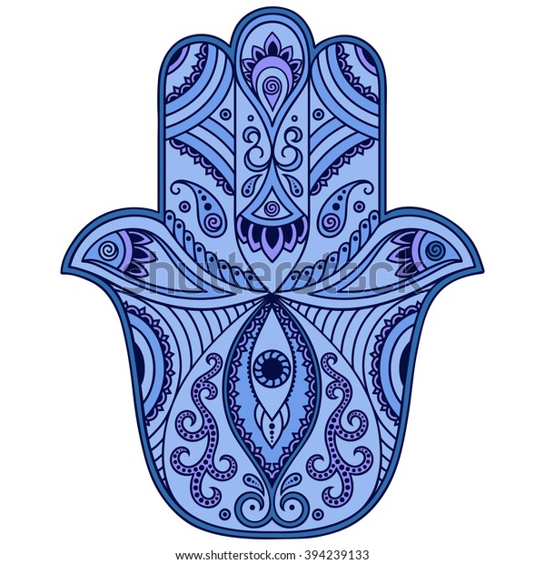 Color Hamsa Hand Drawn Symbol Decorative Stock Vector (Royalty Free ...
