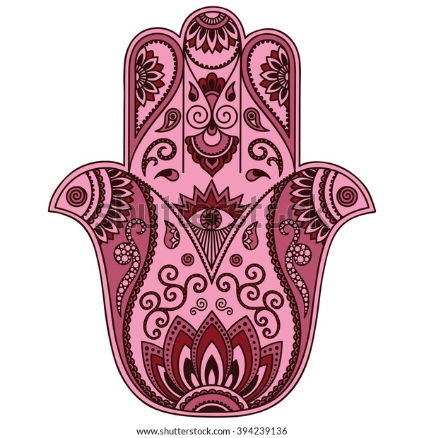 Color Hamsa Hand Drawn Symbol Decorative Stock Vector (Royalty Free ...