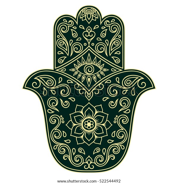 Color Hamsa Hand Drawn Symbol Decorative Stock Vector (Royalty Free ...