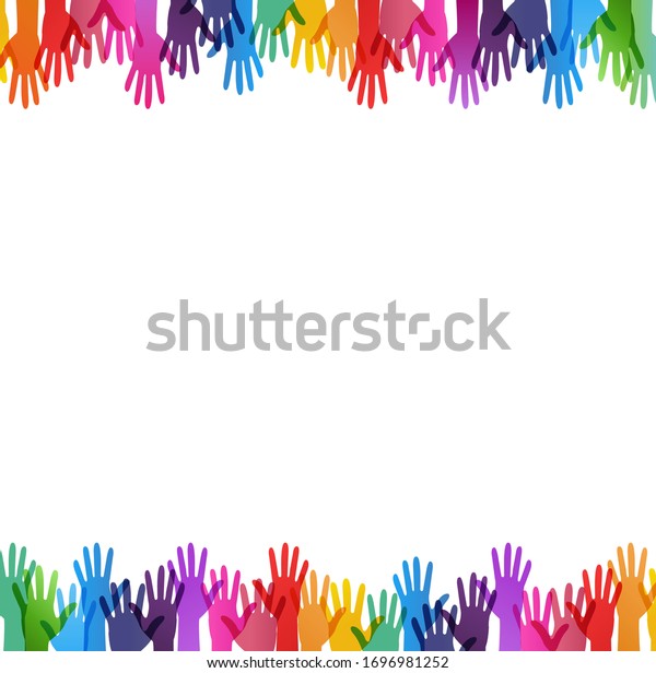 Color Hand Print Border Isolated White Stock Vector (Royalty Free ...