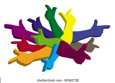 Color Hands Pointing Different Directions Stock Vector (Royalty Free ...