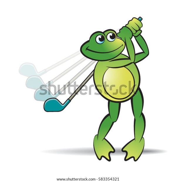 Color Happy Frog Playing Golfvector Drawing Stock Vector (Royalty Free ...