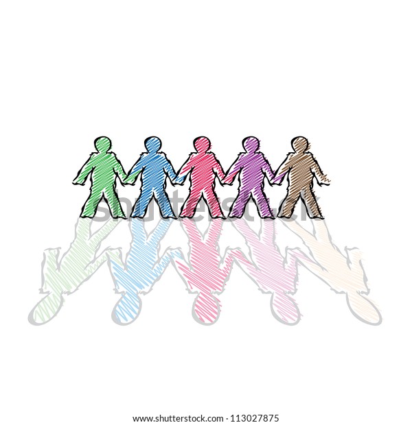 Color Human Figures Row Illustration Stock Vector (Royalty Free ...
