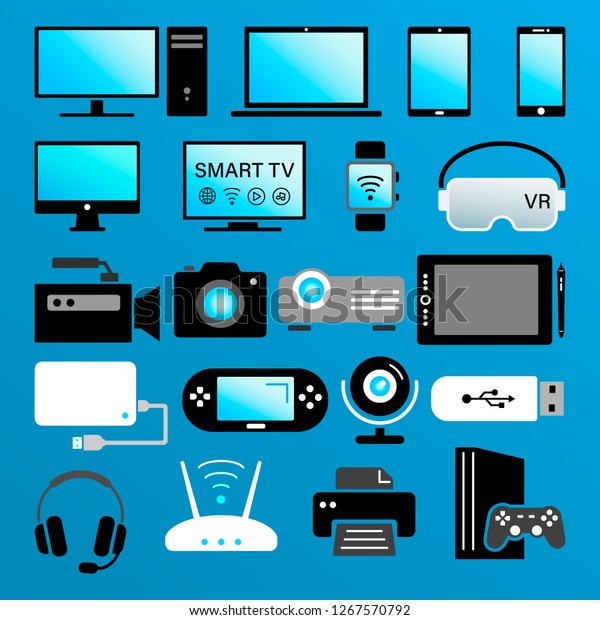Color Icons Modern Digital Devices Isolated Stock Vector (Royalty Free ...