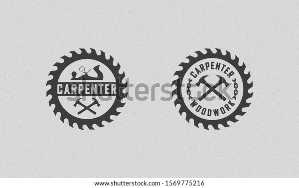 Color Illustration Set Carpenter Logos On Stock Vector (Royalty Free ...