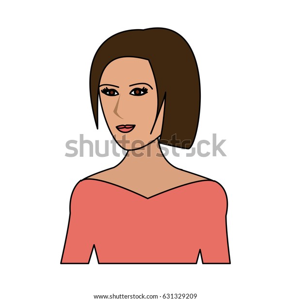 Color Image Cartoon Half Body Woman Stock Vector (Royalty Free ...