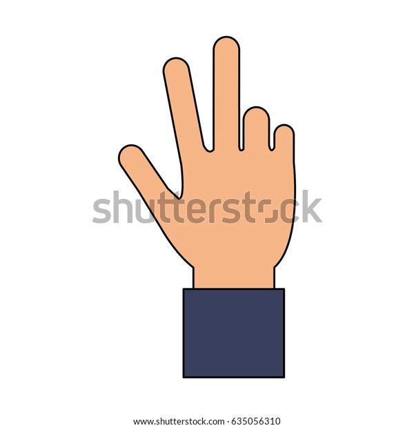 Color Image Cartoon Hand Three Fingers Stock Vector (Royalty Free ...