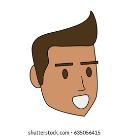 Color Image Cartoon Side View Face: vector de stock (libre de regalías ...