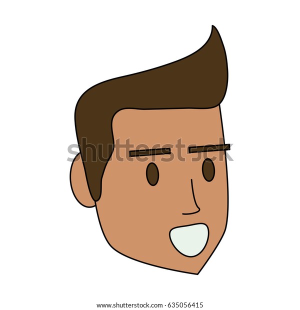 Color Image Cartoon Side View Face: vector de stock (libre de regalías ...