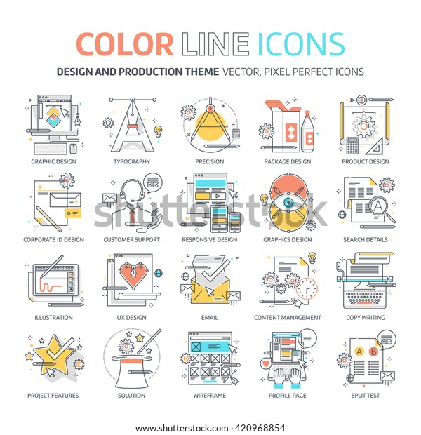 Color Line Design Concept Illustrations Icons Stock Vector (Royalty ...