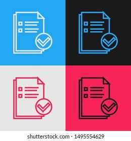 Color Line Document Check Mark Icon Stock Vector (Royalty Free ...