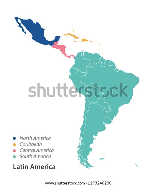 Color Map Latin America Stock Vector (Royalty Free) 1193240290 ...