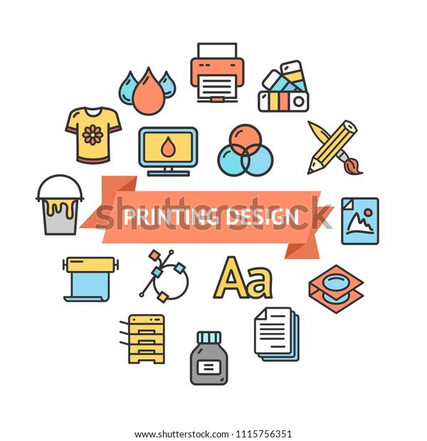 Color Offset Printing Signs Round Design Stock Vector (Royalty Free ...
