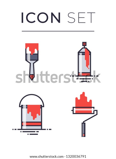 Color Paint Icon Set Tin Paint Stock Vector (Royalty Free) 1320036791 ...