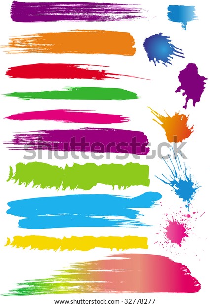 Color Paint Splashes Line Brushes Vector: เวกเตอร์สต็อก (ปลอดค่า ...