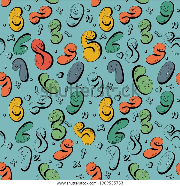 Color Pattern Cartoon Numbers Signs Symbols Stock Vector (Royalty Free ...